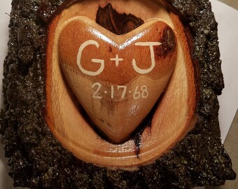 Heart carved tree | Etsy