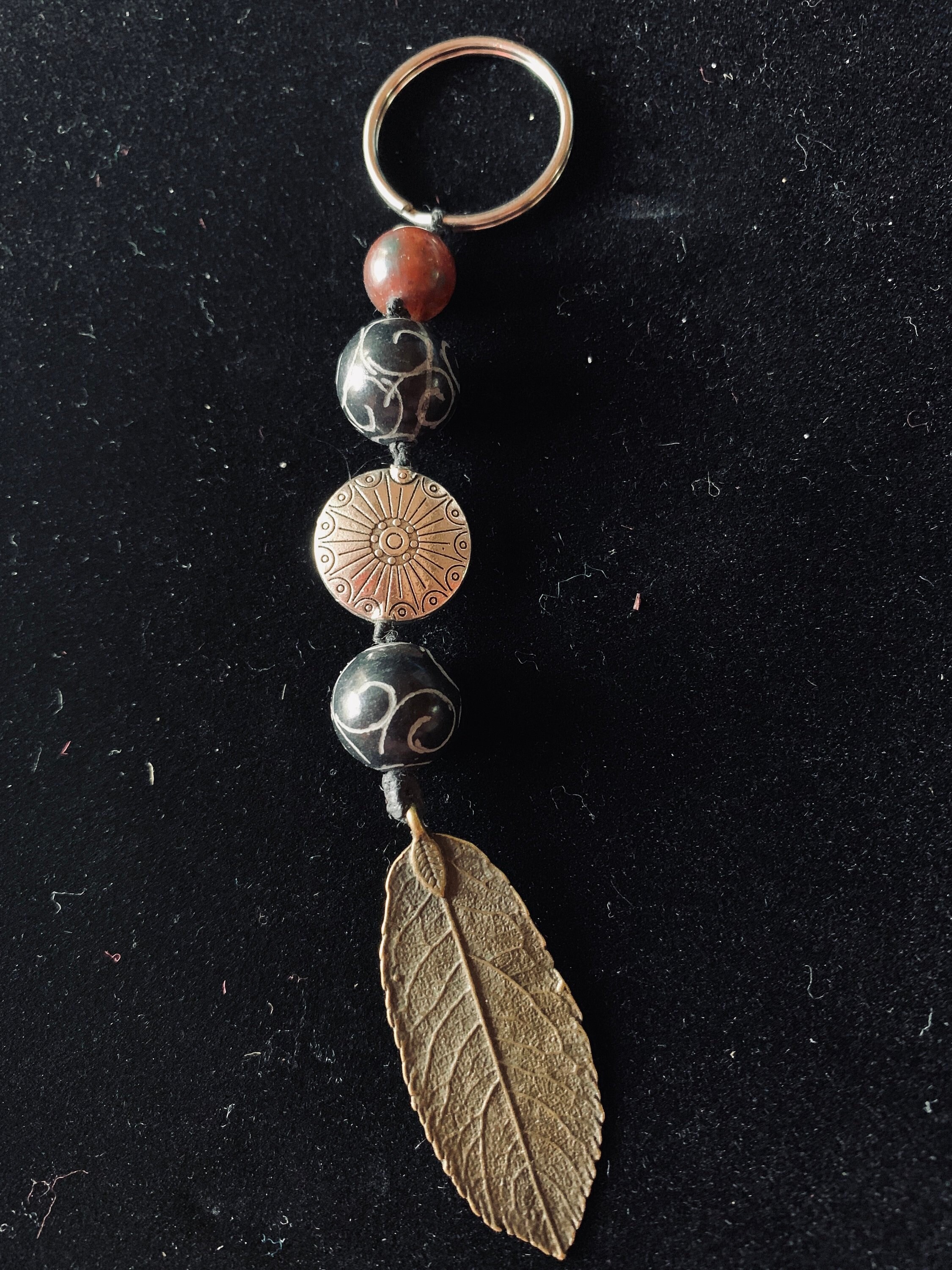 Tibetan Jade Keychain With Brass Leaf - Etsy