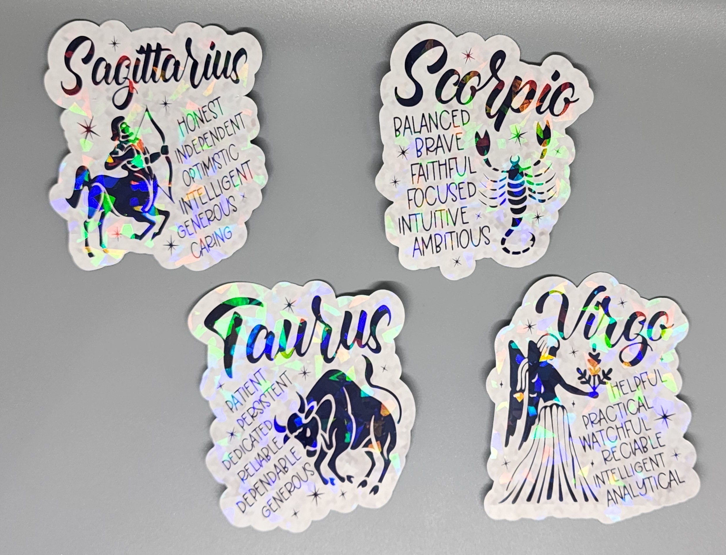 Zodiac Description Words Holographic Sticker Star Sign Sticker - Etsy