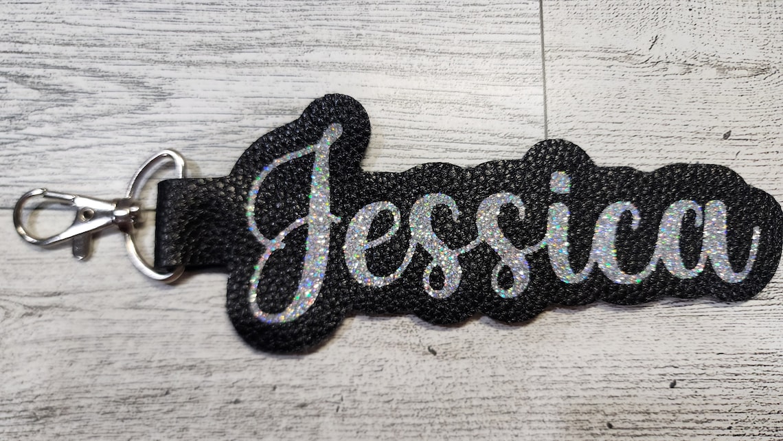 Name Faux Leather Keychain Personalized - Etsy