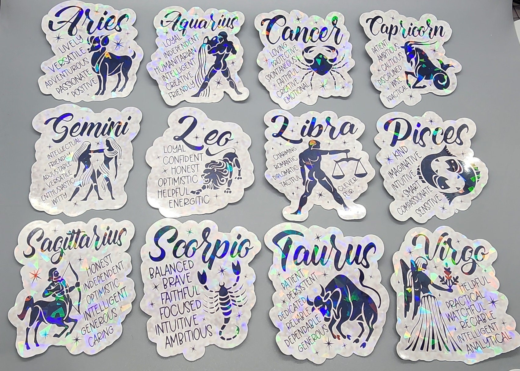 Zodiac Description Words Holographic Sticker Star Sign Sticker - Etsy