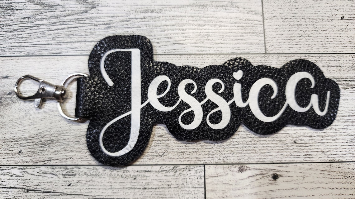 Name Faux Leather Keychain Personalized - Etsy