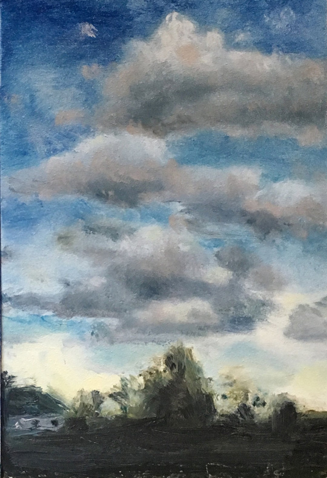 Miniature Cloud Oil Painting: Midwest Landscape Art (4x6) - Etsy