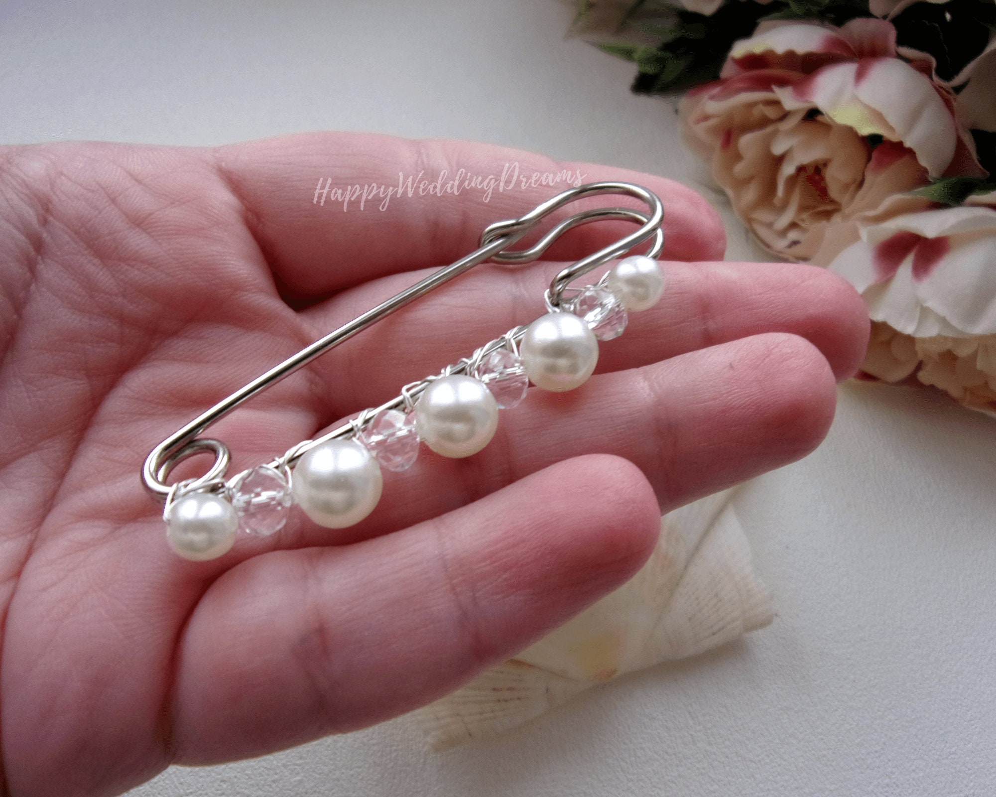 Wedding Train Pin Bridal Dress Train Clip Pearl & Crystal | Etsy