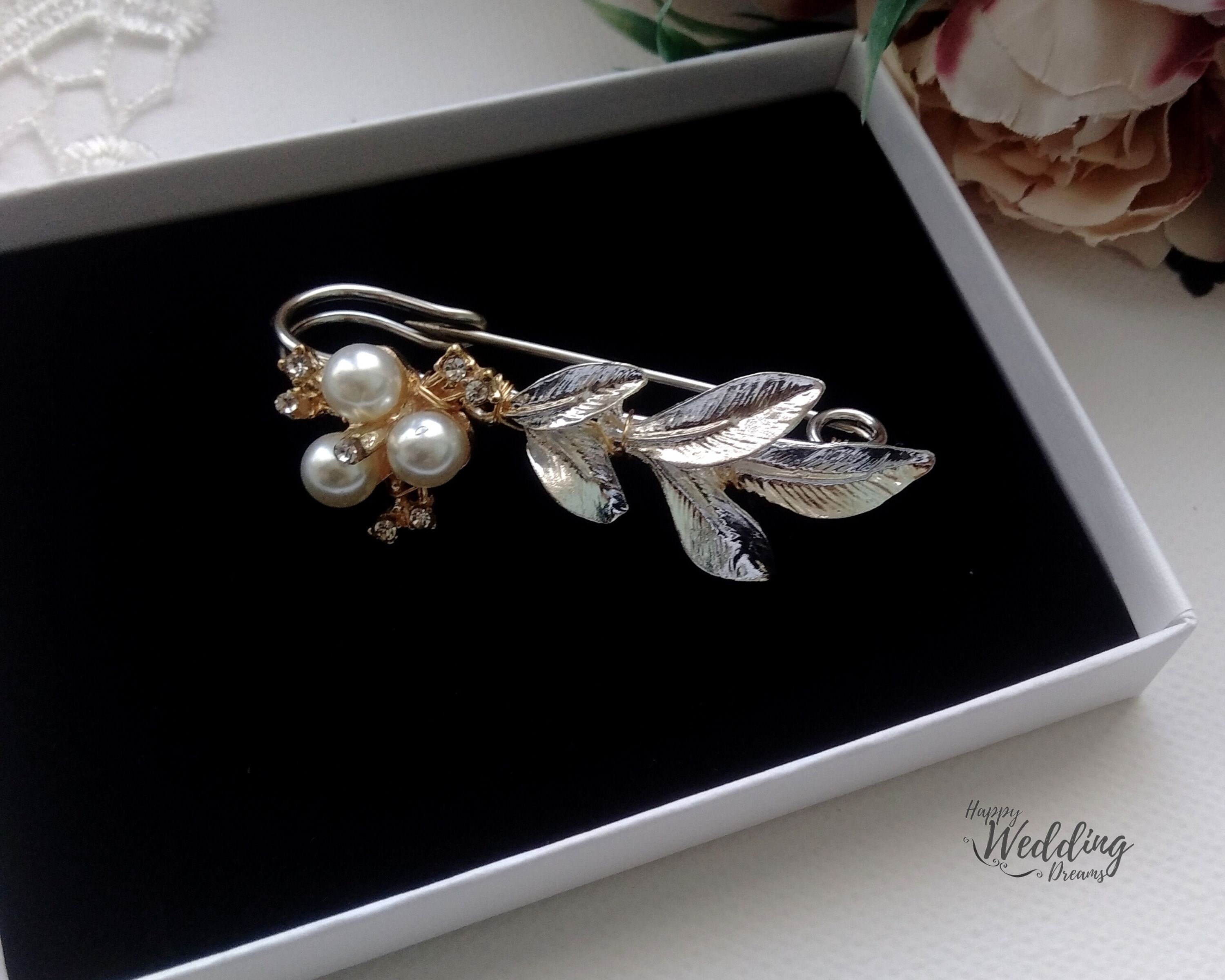 Bridal Dress Train Clip Floral Wedding Train Pin Leaf Train - Etsy UK