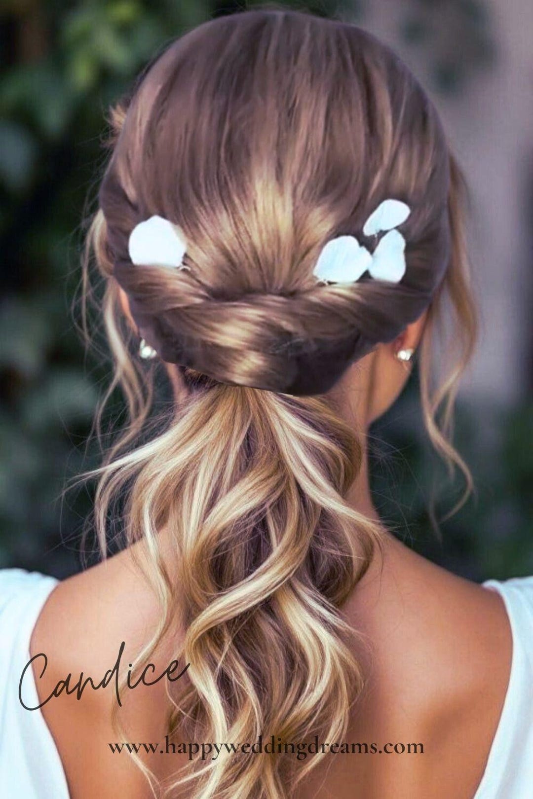 Cold Porcelain Leaf Hair Pins for Bridal Hairstyle, Set of White Leaves ...