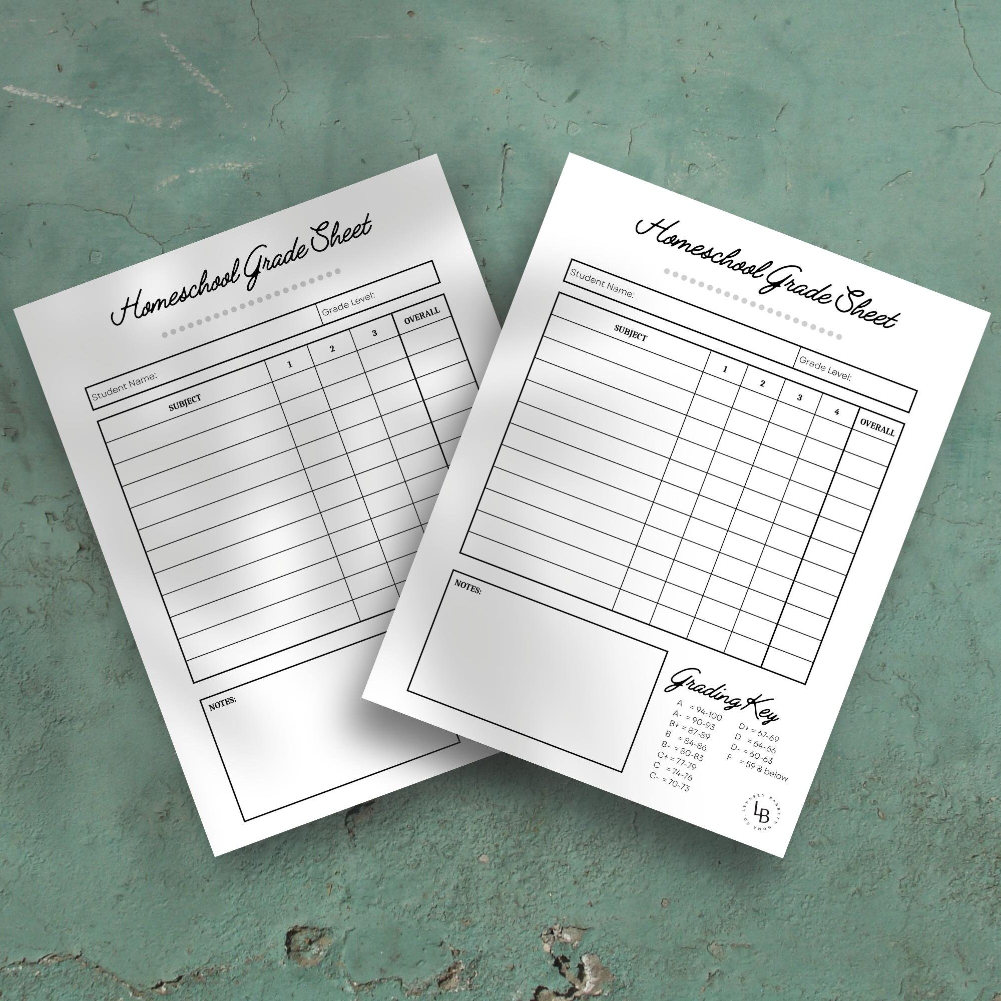 Homeschool Gradebook, Grade Tracker, Grading Sheet, Printable Report ...