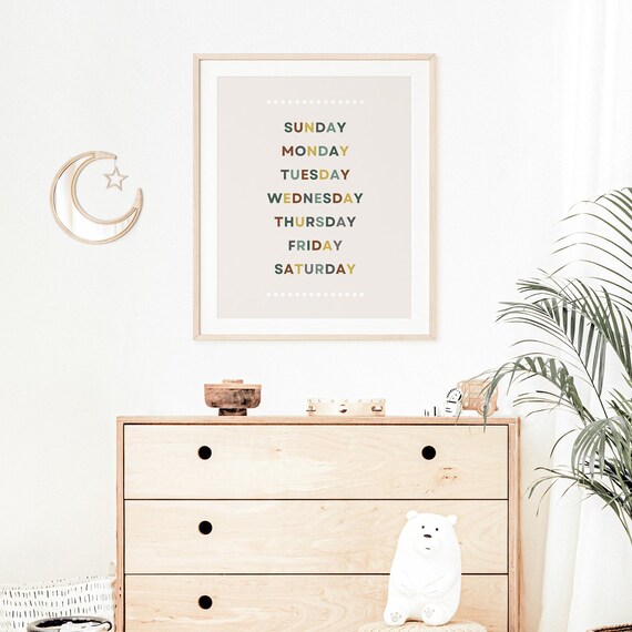 Days of the Week Poster Classroom Decor Days of the Week - Etsy