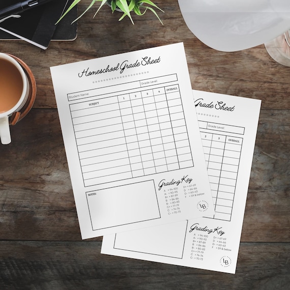 Homeschool Gradebook Grade Tracker Grading Sheet Printable - Etsy