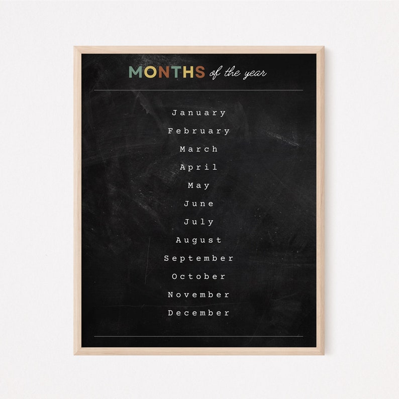 Months of the Year Classroom Poster, Educational Printable, Learning ...
