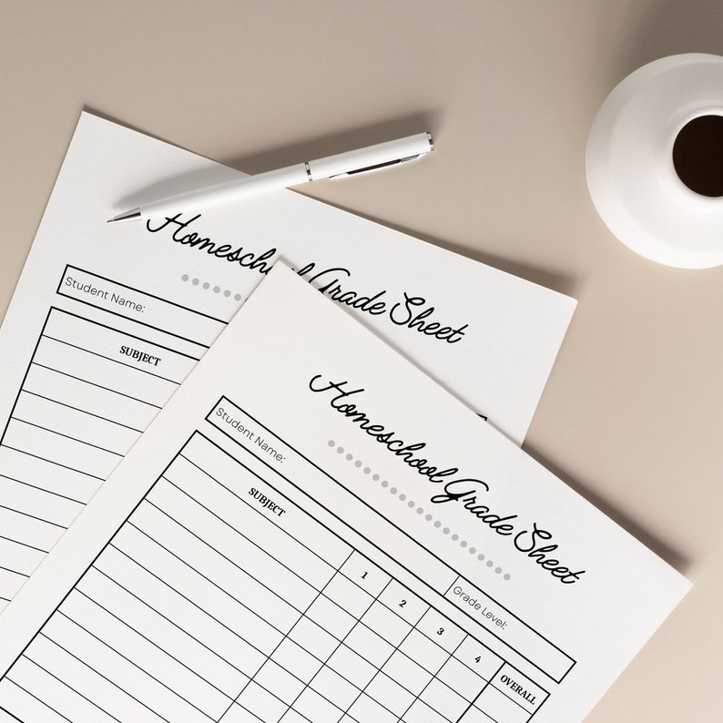 Homeschool Gradebook Grade Tracker Grading Sheet Printable - Etsy