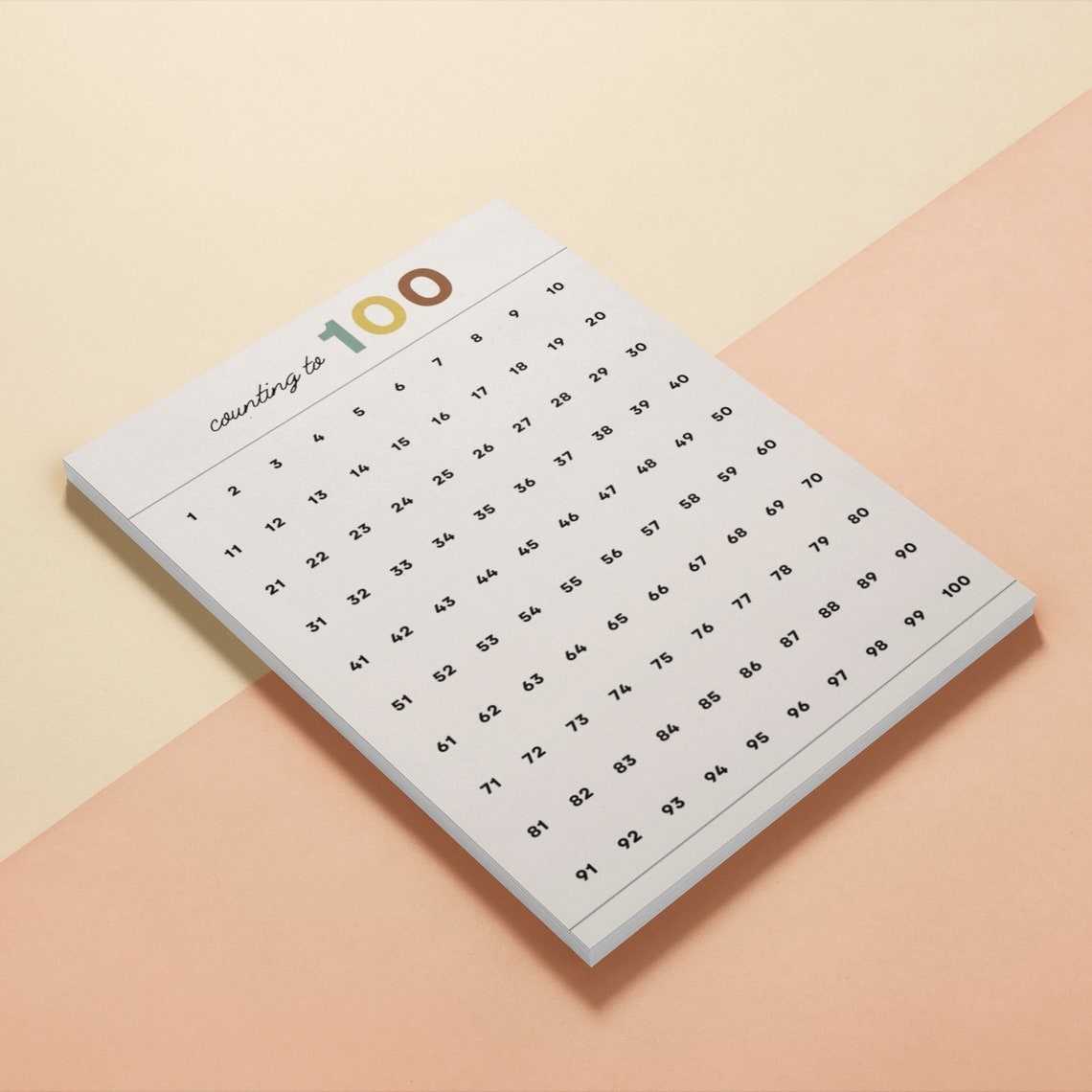 100s Chart, Counting Poster, Math Learning Sheet, Count to 100 ...