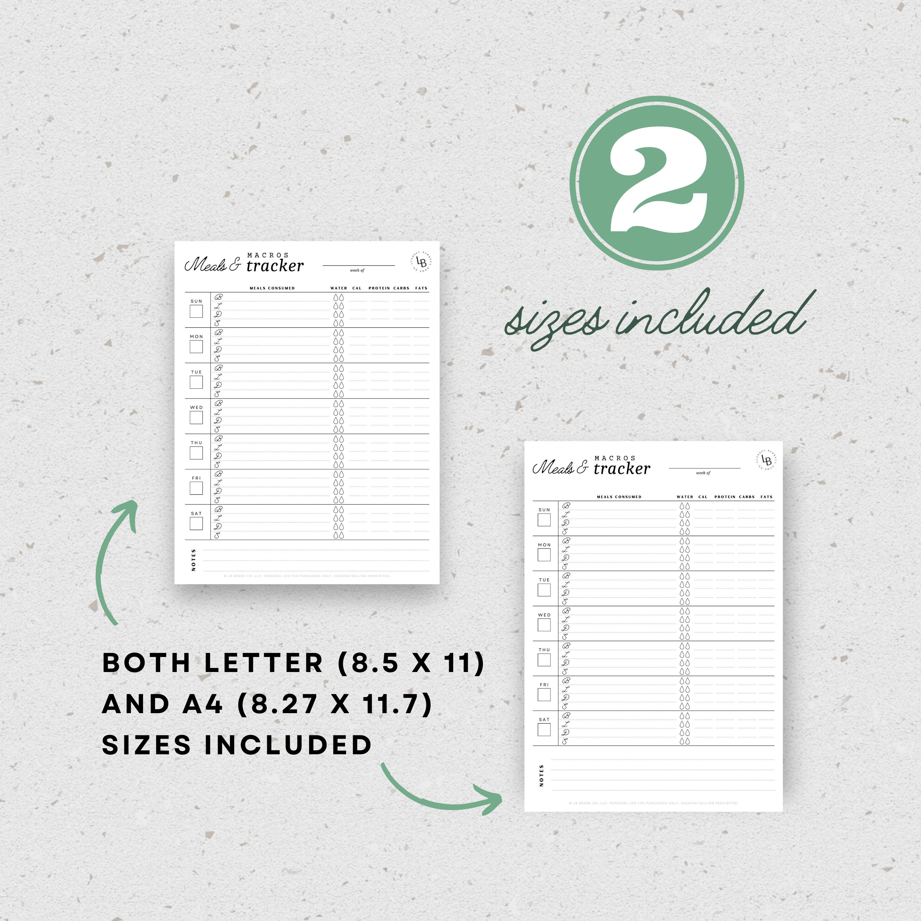 Macro Tracker, Food Diary, Printable Meal Log, Fitness Planner, Food ...