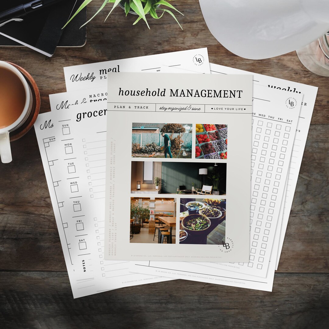 Household Organization BUNDLE, Meal Planner, Grocery List, Macros ...