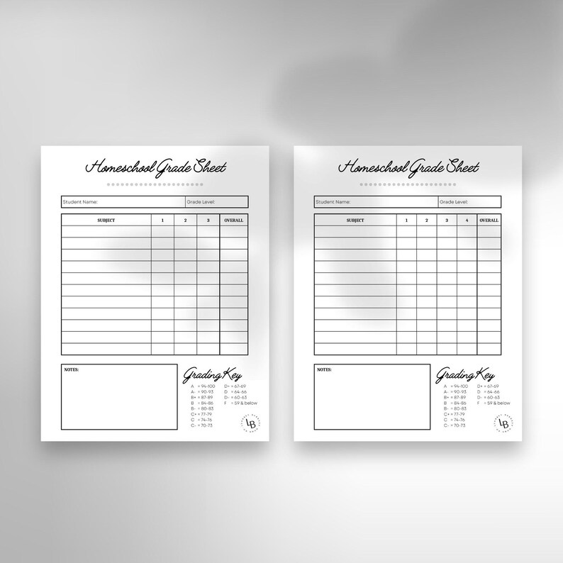 Homeschool Gradebook, Grade Tracker, Grading Sheet, Printable Report ...