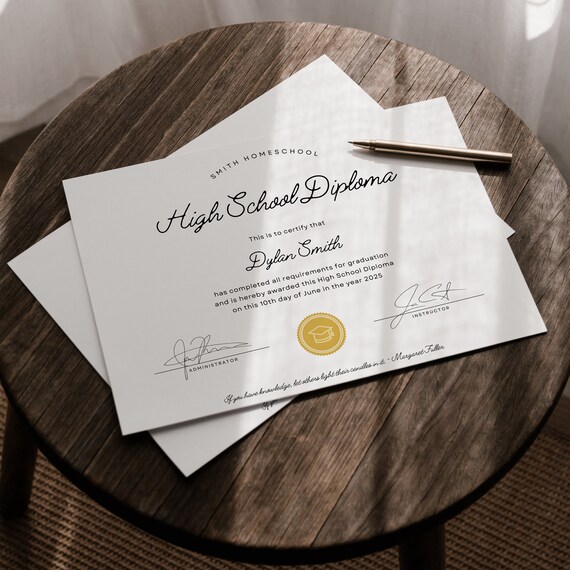 Editable Homeschool Diploma Template Printable Homeschool - Etsy