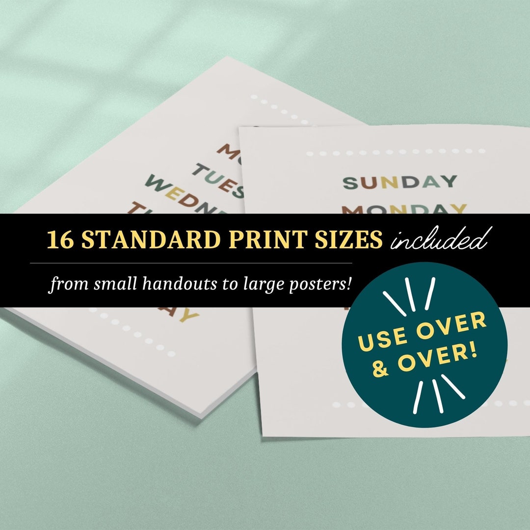 Days of the Week Poster, Classroom Decor, Days of the Week Printable ...