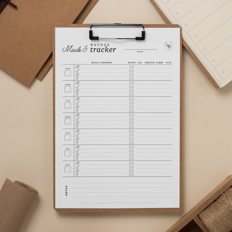 Macro Tracker, Food Diary, Printable Meal Log, Fitness Planner, Food ...