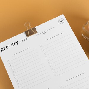 Printable Grocery List, Shopping Planner, Minimalistic Design, Meal ...