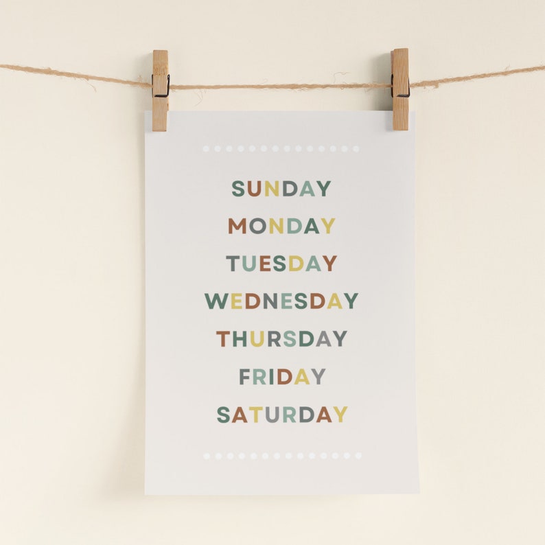 Cartel de los días de la semana decoración del aula días de - Etsy México