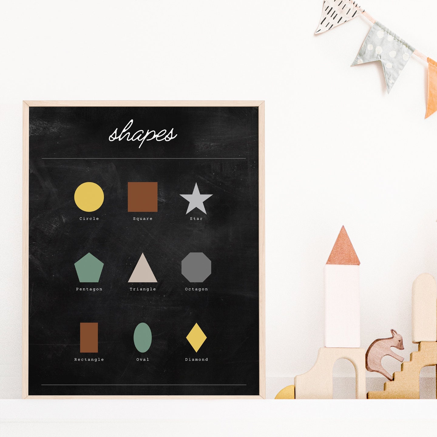 Shapes Poster, Homeschool 1 Year Old Toddler, Nursery Printable ...