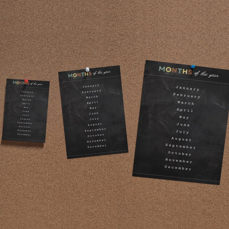 Months of the Year Classroom Poster, Educational Printable, Learning ...