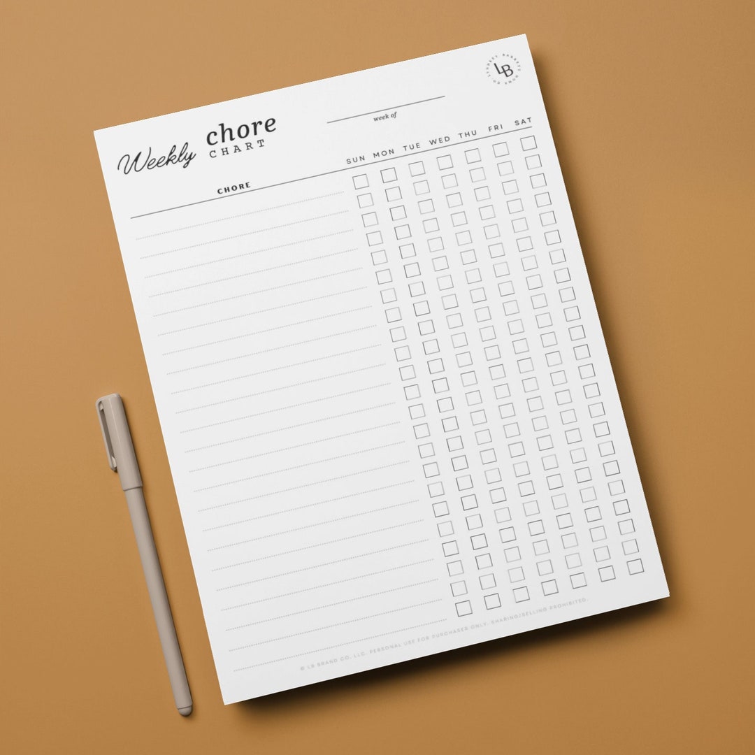 Weekly Chores, Daily Job Chart Printable, To-do List, Cleaning Planner ...