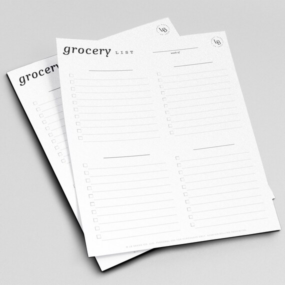 Printable Grocery List Shopping Planner Minimalistic Design - Etsy