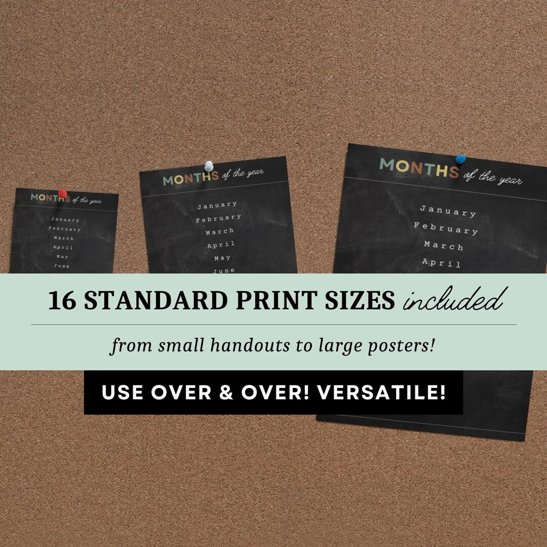 Months of the Year Classroom Poster, Educational Printable, Learning ...