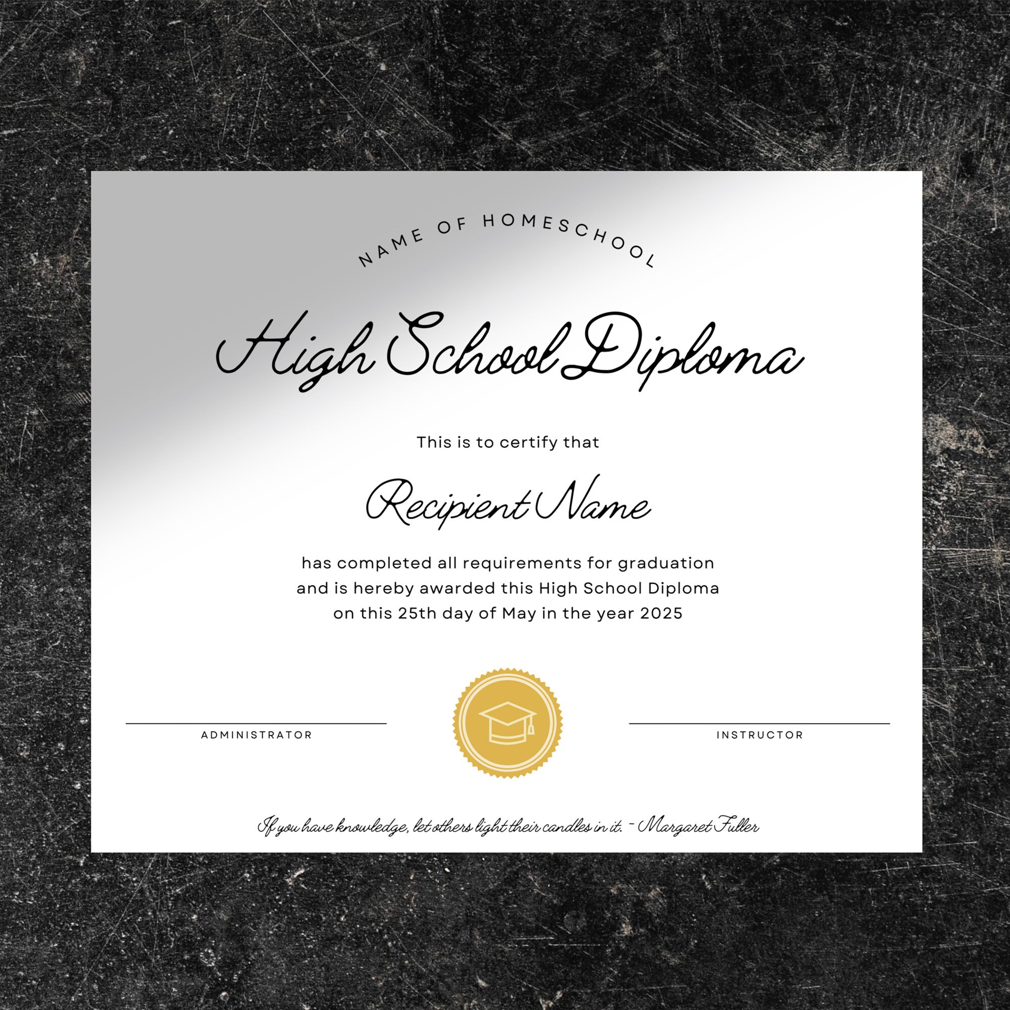 Editable Homeschool Diploma Template, Printable Homeschool Diploma ...