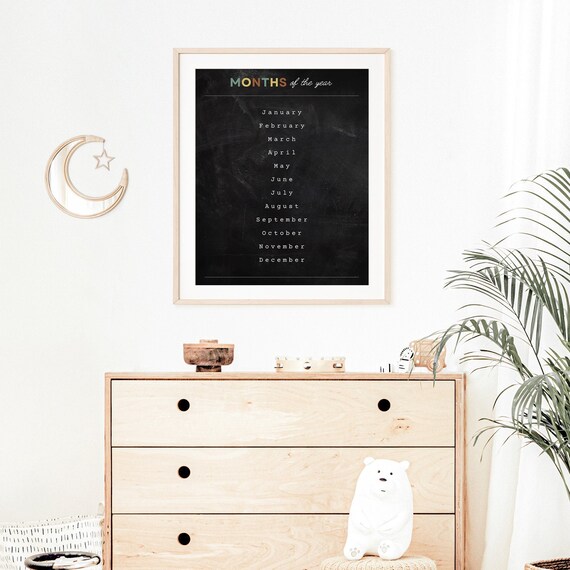Months of the Year Classroom Poster Educational Printable - Etsy