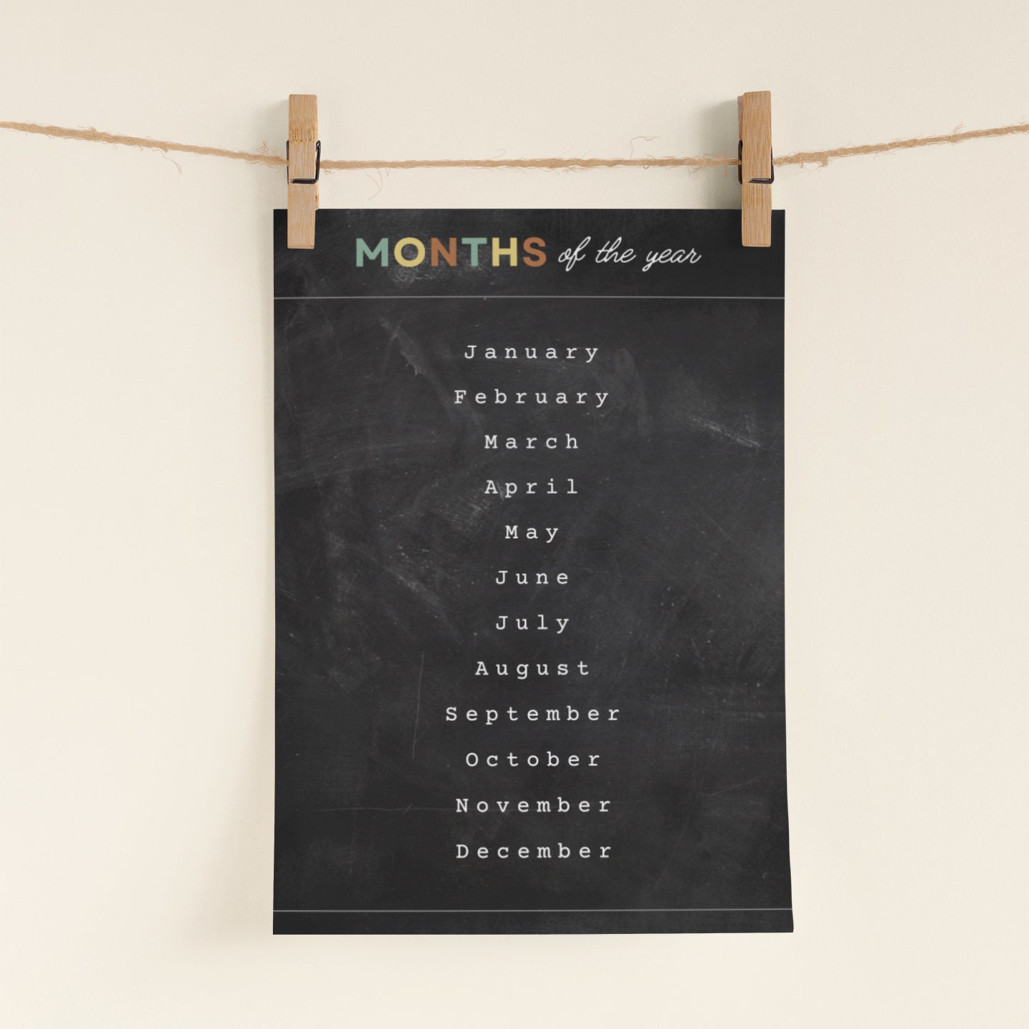 Months of the Year Classroom Poster, Educational Printable, Learning ...