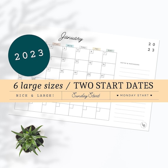 Large Digital Calendar With Numbers