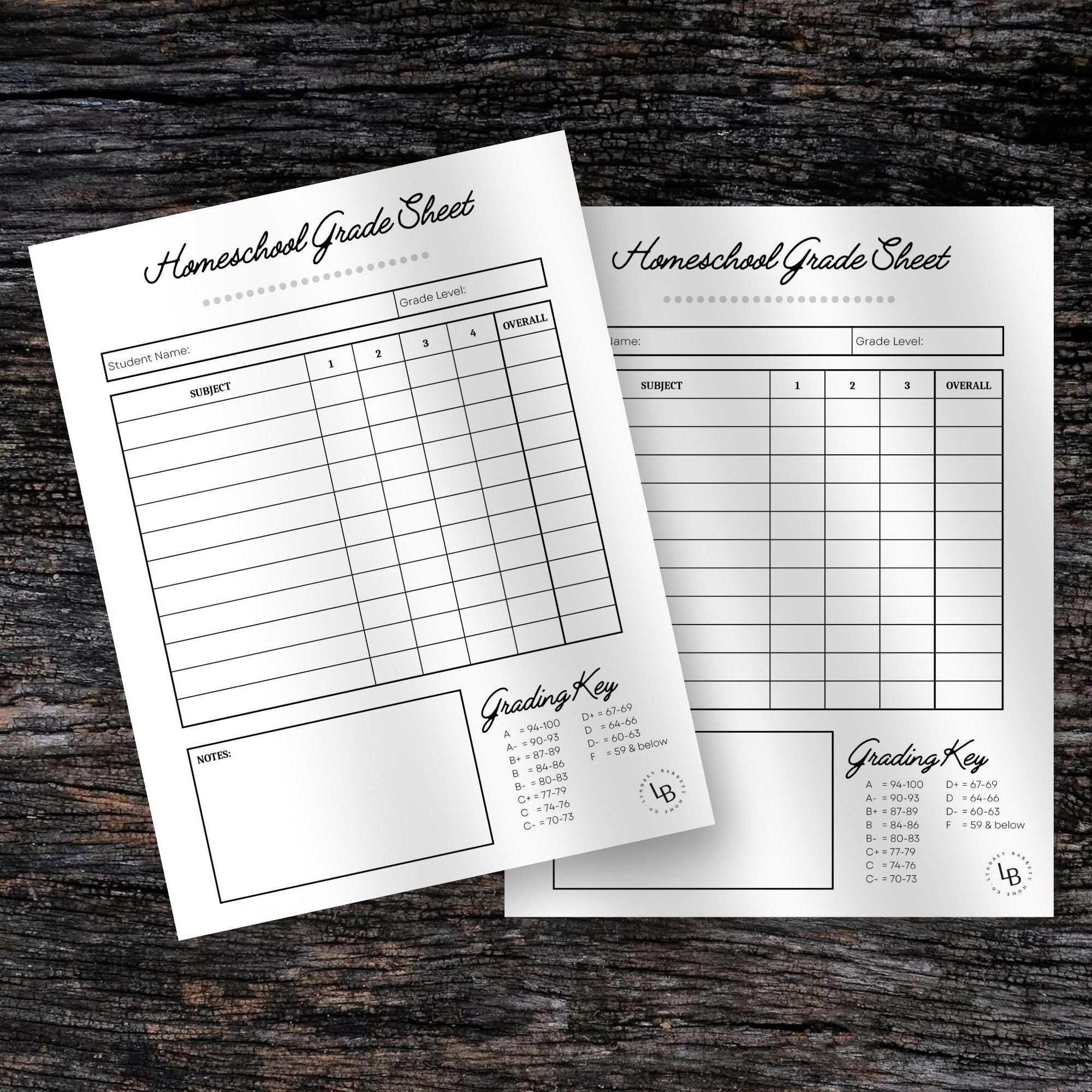 Homeschool Gradebook, Grade Tracker, Grading Sheet, Printable Report ...