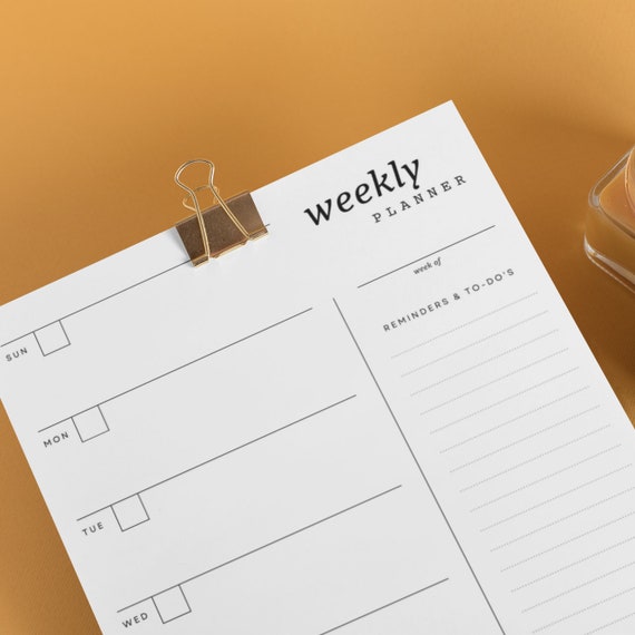 Weekly Calendar To-do List Schedule Printable Productivity - Etsy
