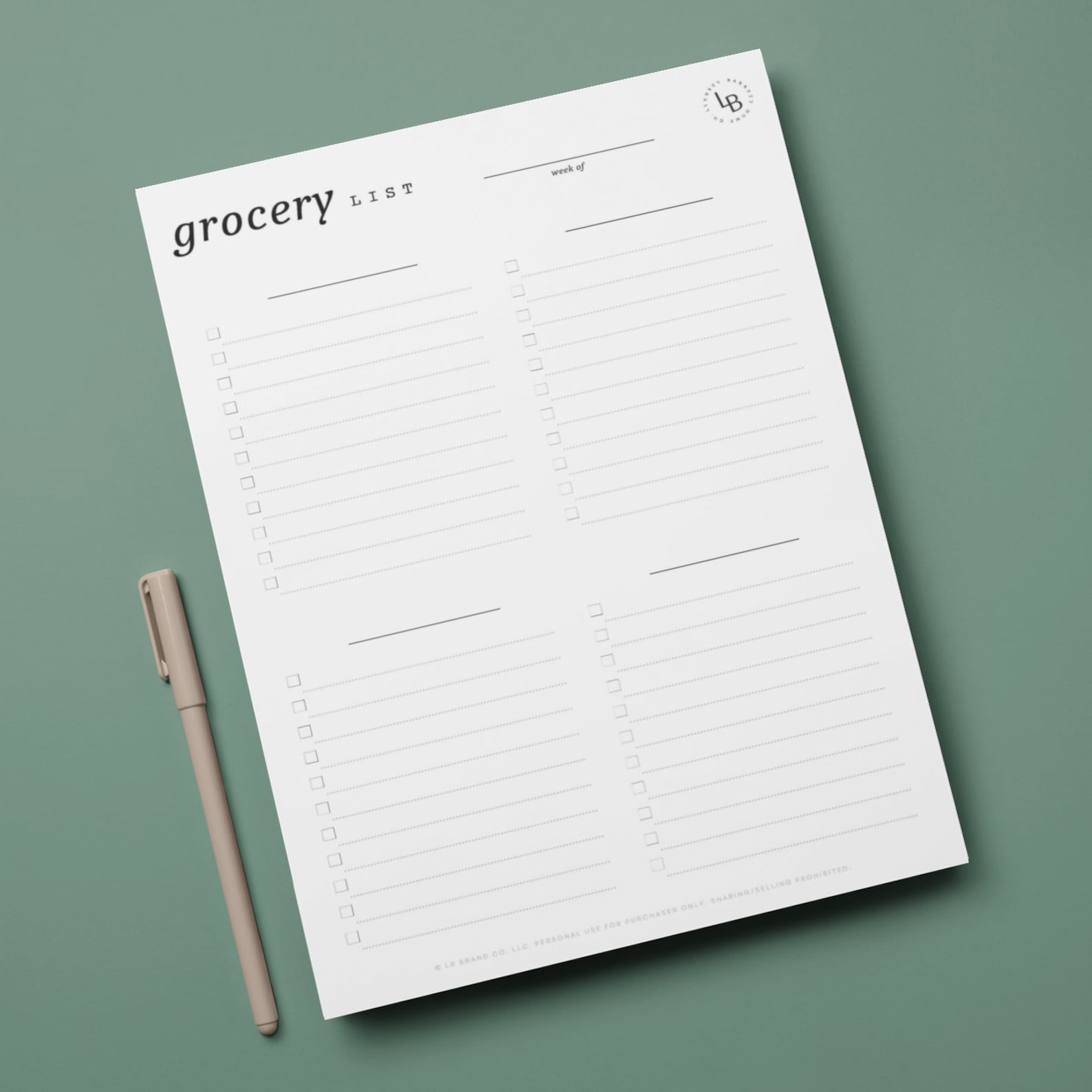 Printable Grocery List, Shopping Planner, Minimalistic Design, Meal ...