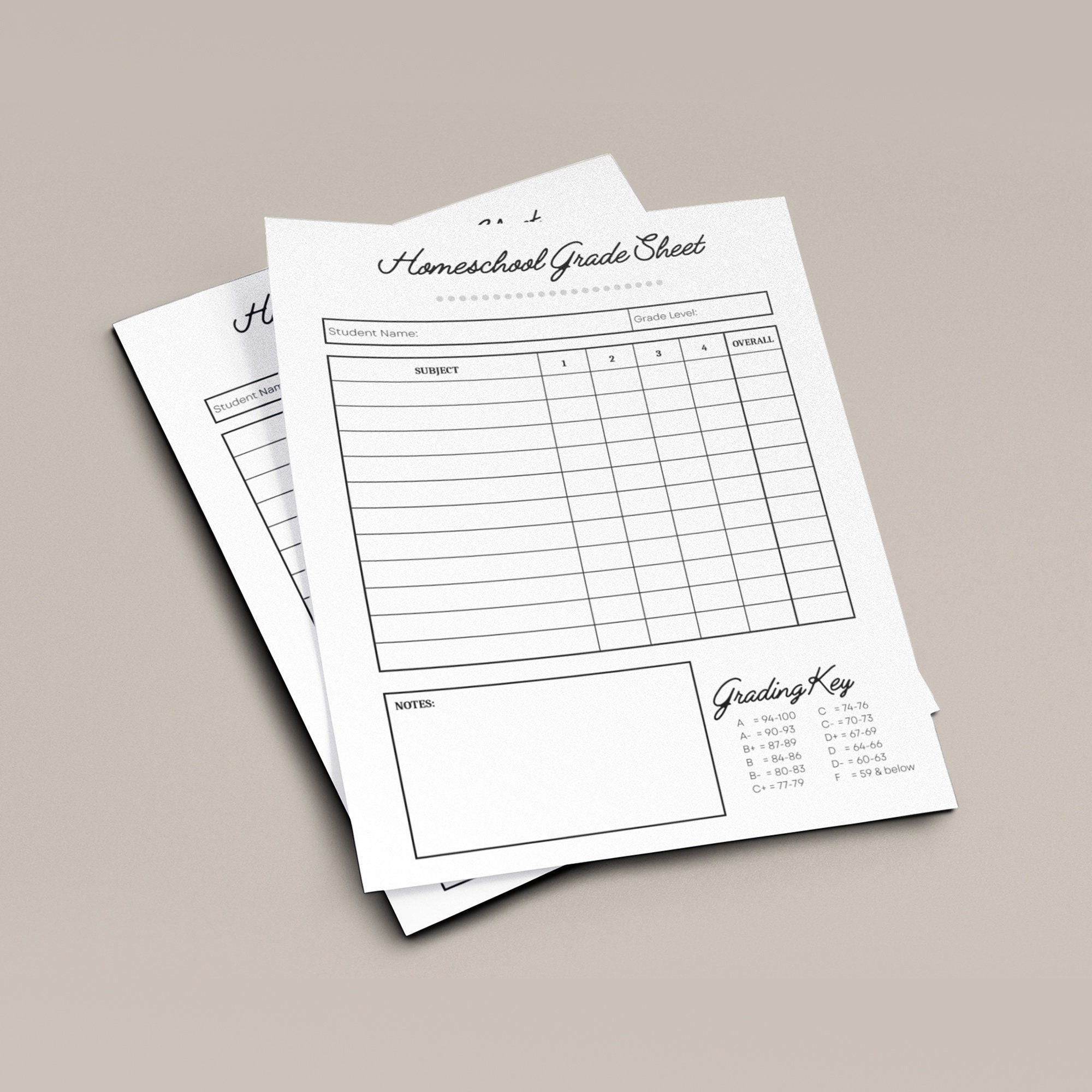 Homeschool Gradebook, Grade Tracker, Grading Sheet, Printable Report ...