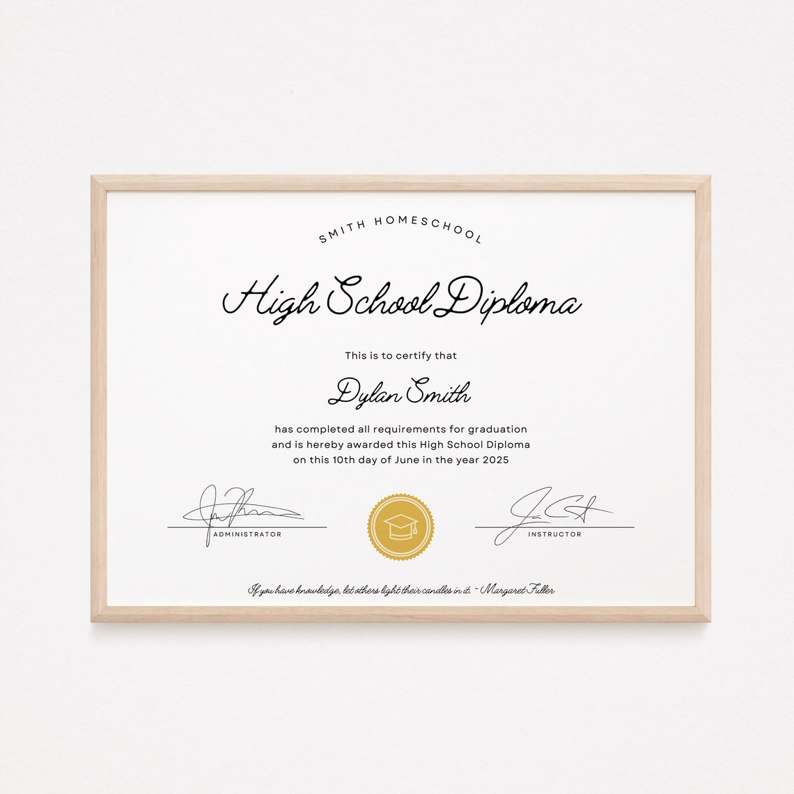 Editable Homeschool Diploma Template, Printable Homeschool Diploma ...
