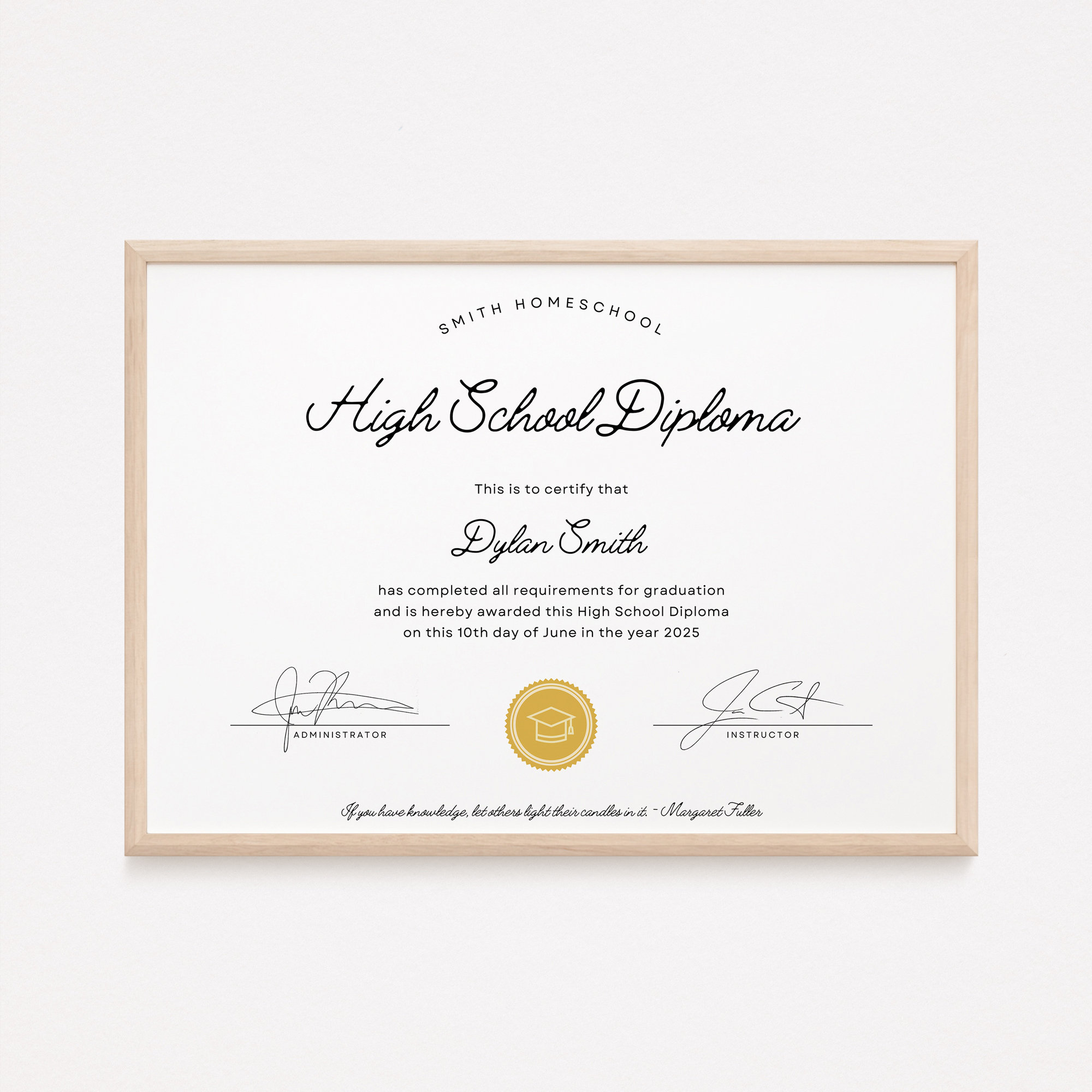 Editable Homeschool Diploma Template, Printable Homeschool Diploma ...