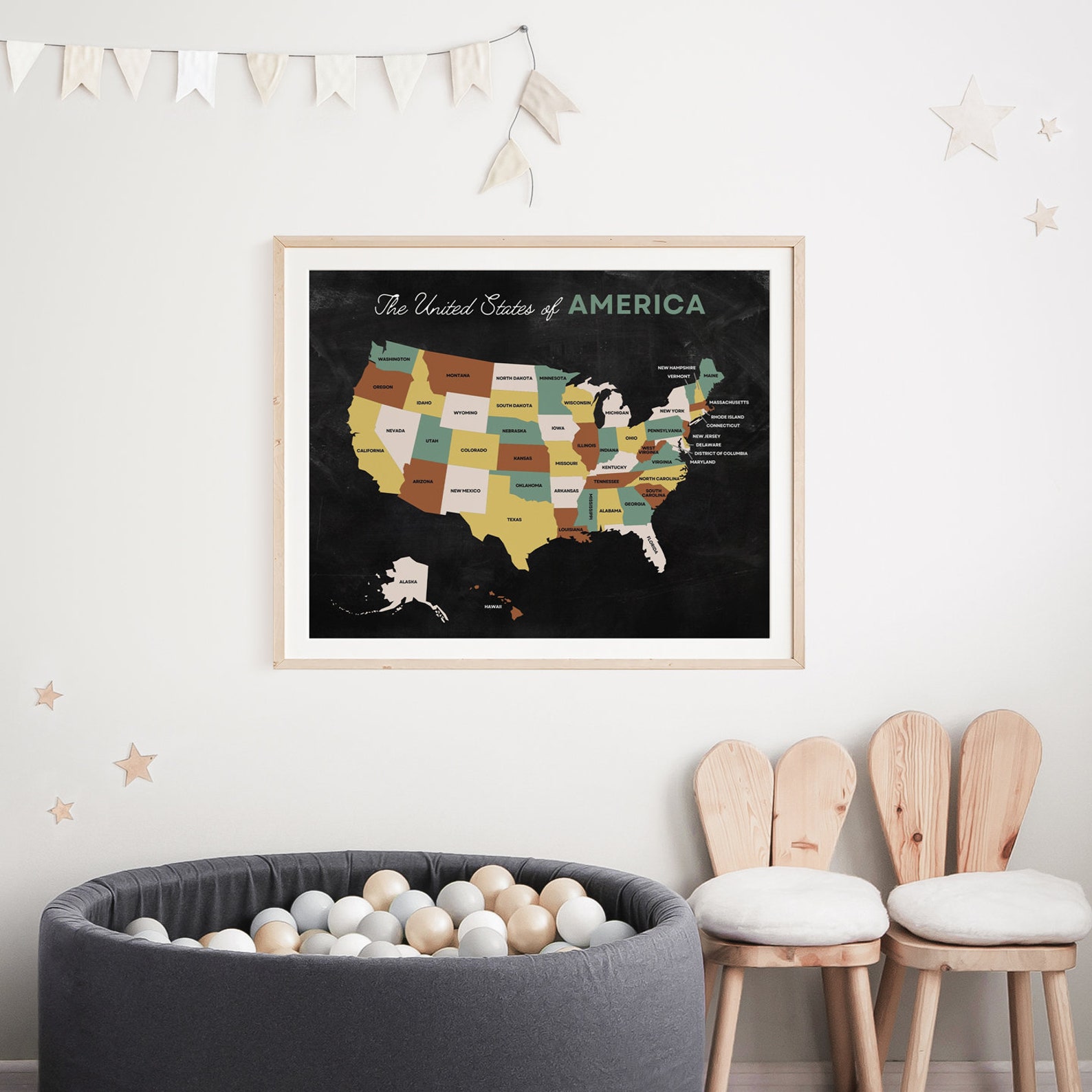 United States Map, US Poster, Map of USA for Kids, Classroom Printable ...