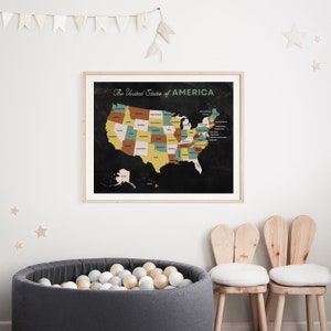 United States Map, US Poster, Map of USA for Kids, Classroom Printable ...