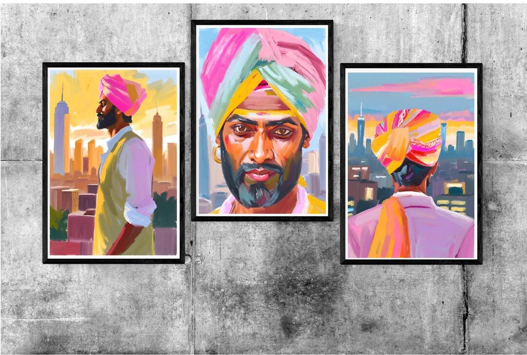 Indian Sikh Man Wall Art, Man With Turban, Printable Modern Art ...
