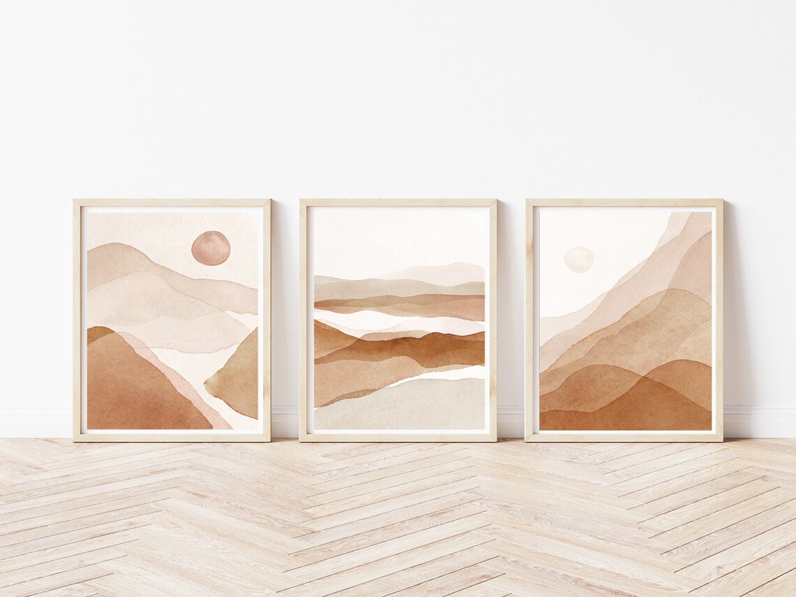 Boho Art Set Of 3 Prints Boho Wall Art Abstract Gallery Wall Etsy