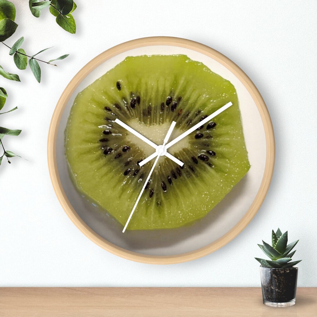 Kiwi Fruit Clock Print, 10 Wall Clock, Food Lover, Kitchen Home Decor ...