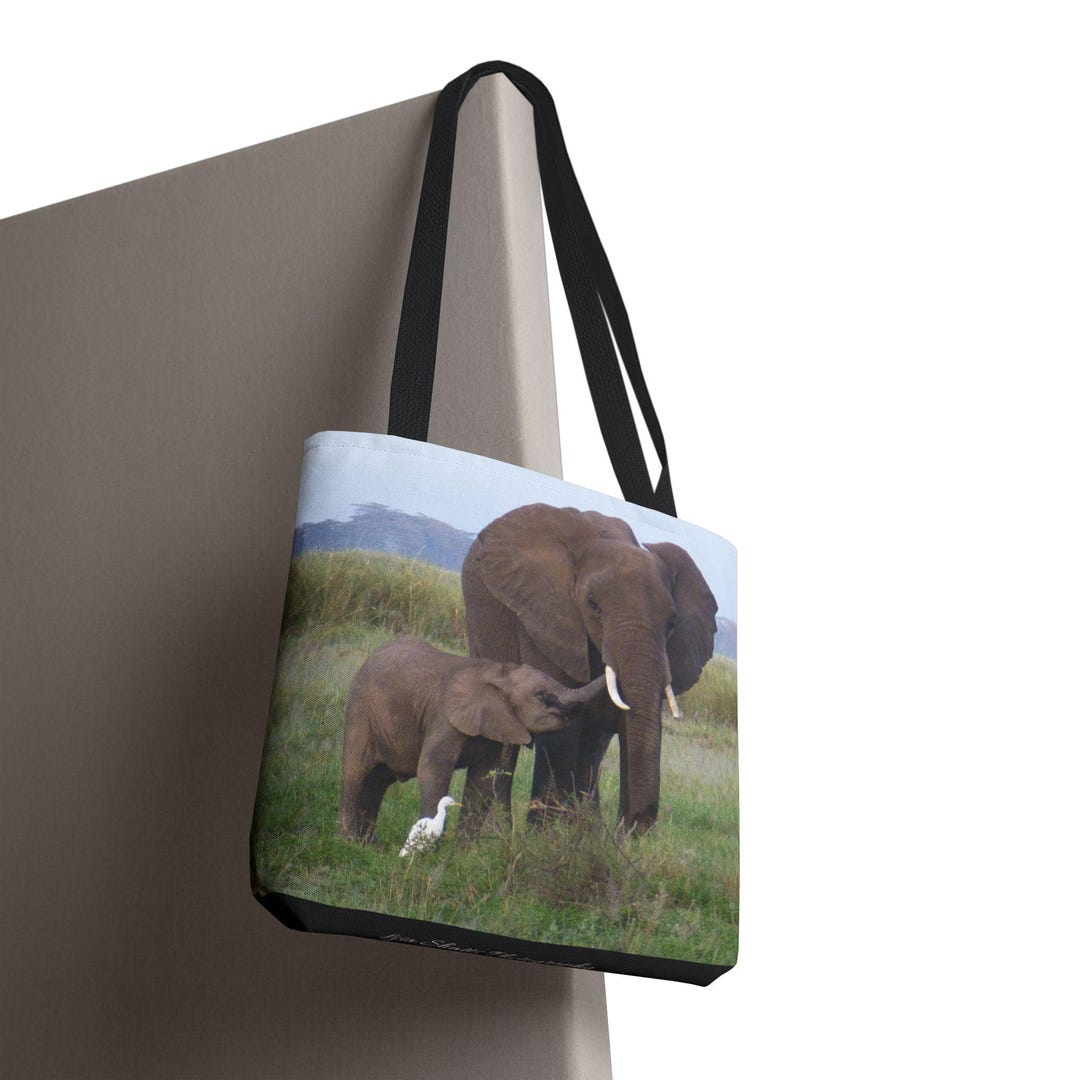 Elephant Family Tote Bag: Eco-friendly Polyester Shopping Travel Bag - Etsy