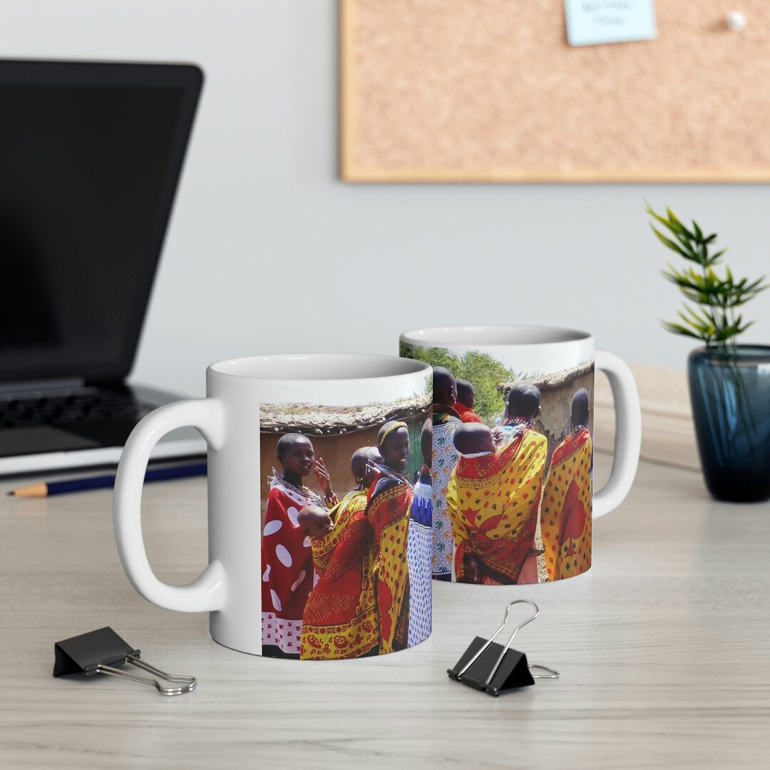 Colorful Maasai Mara Mug With Tribal Women and Children Unique African ...