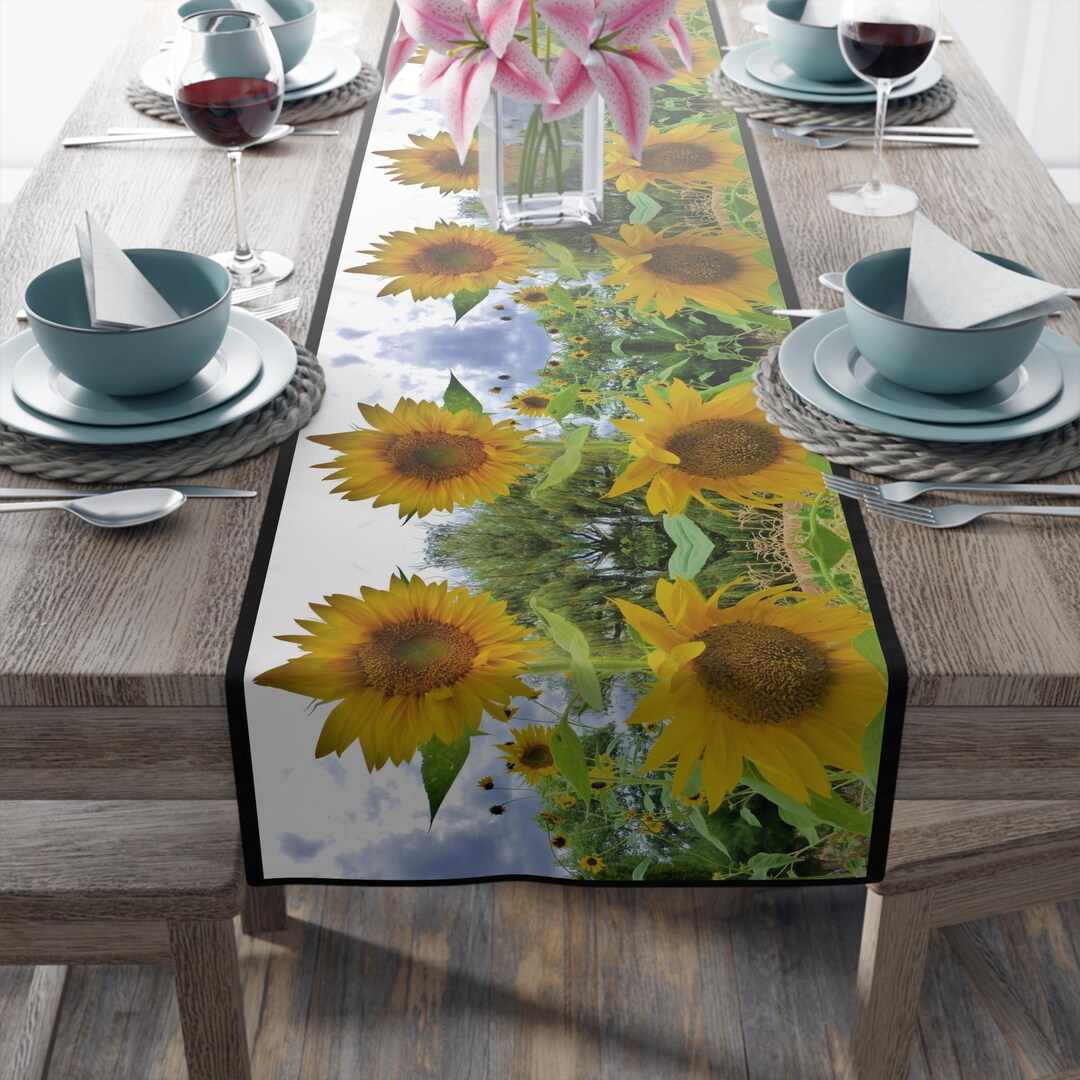 Sunflower Floral Table Runner, Table Decor, Floral Linens, Gift for ...