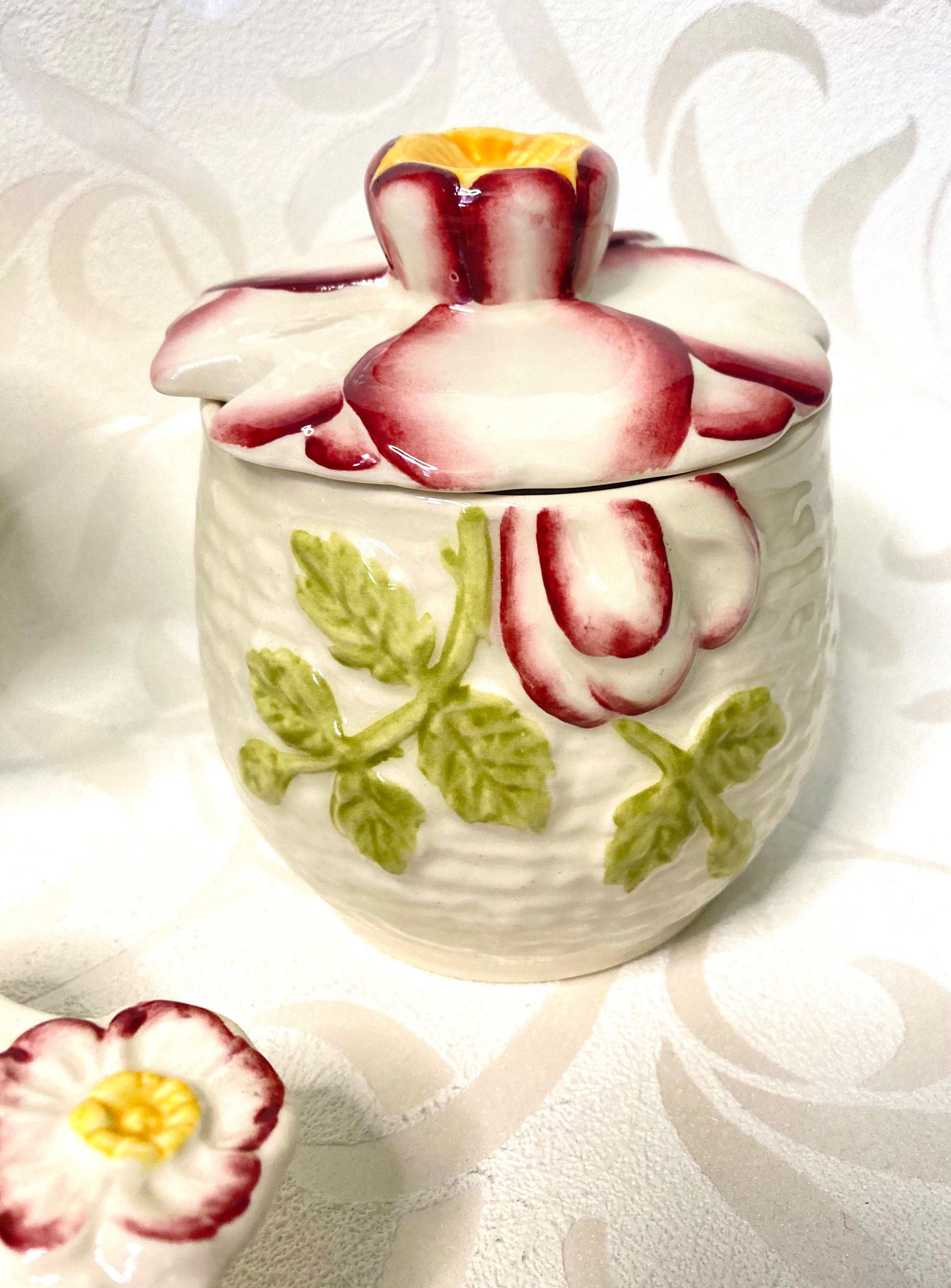 Shorter & Sons Pottery Jug Tray Preserve Set Flower Hand Painted. - Etsy