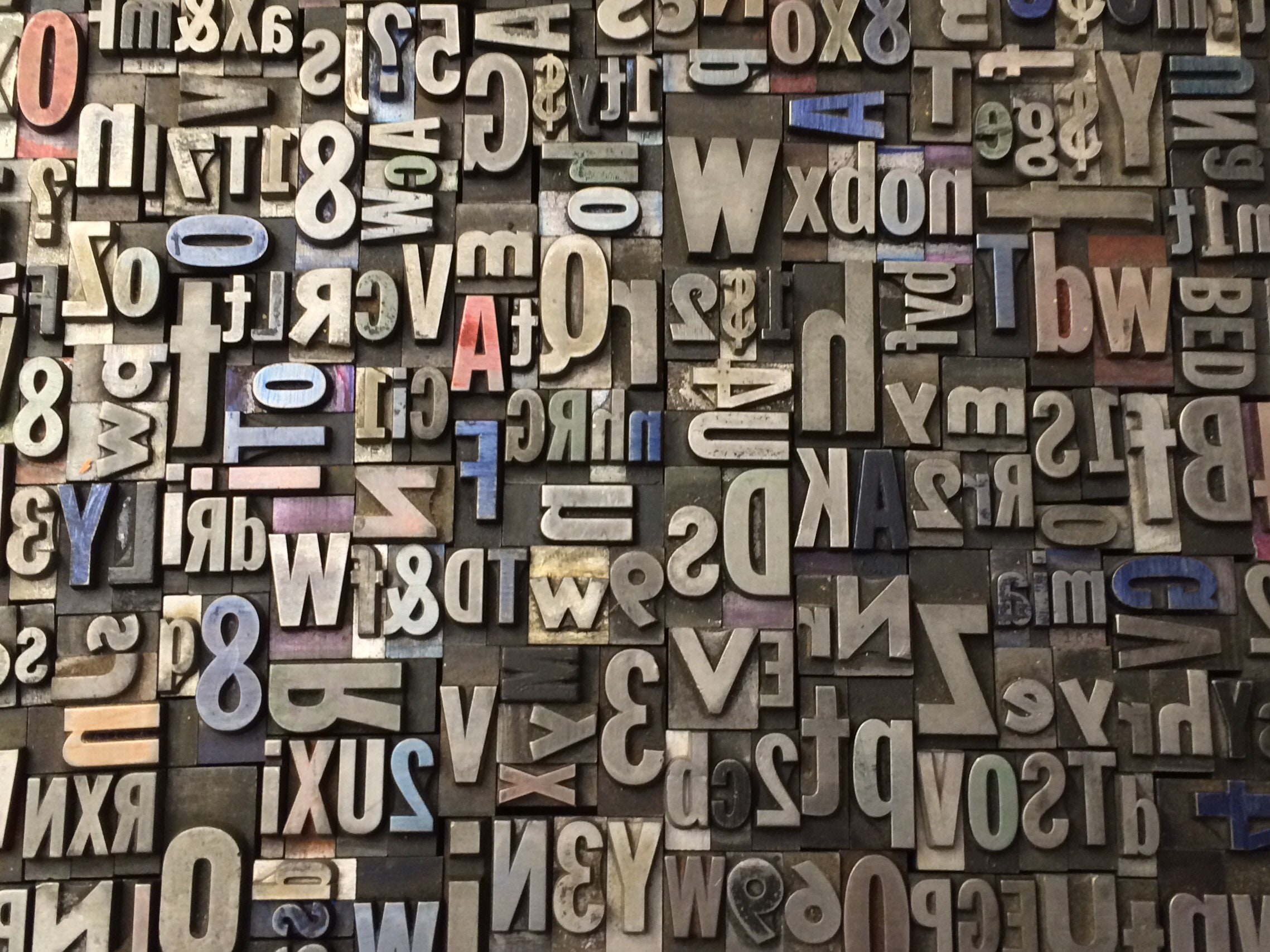 Lot of 50 Large Antique VINTAGE Metal LETTERPRESS Print Type Block ...