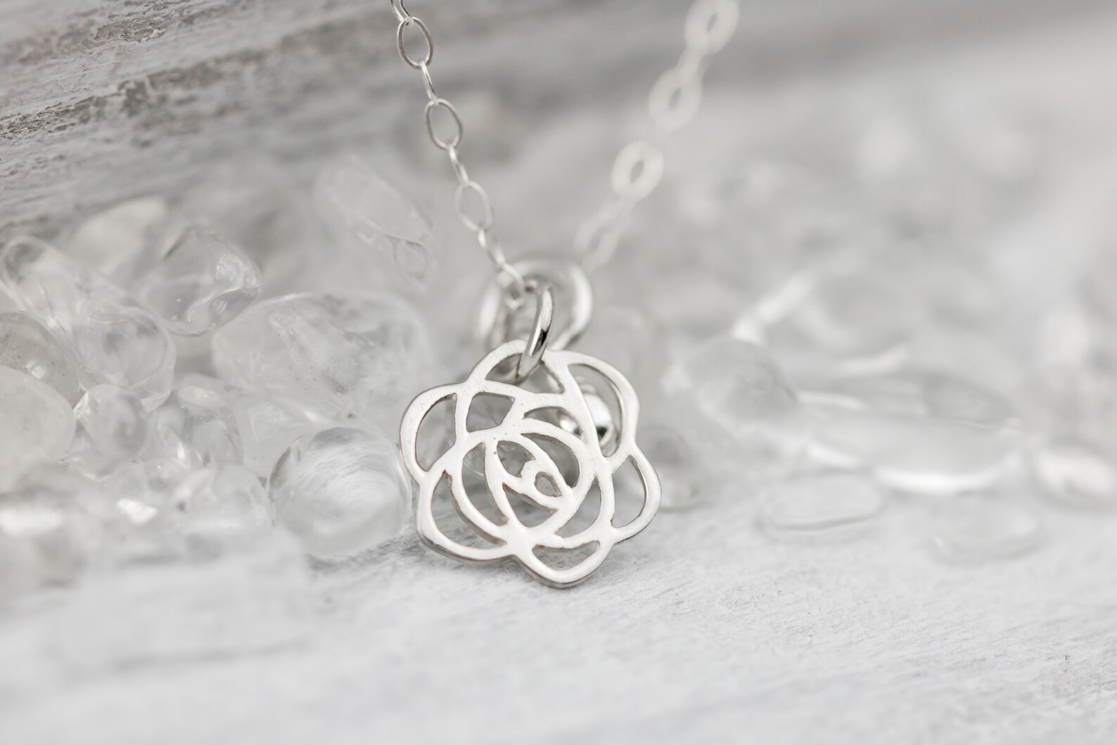 Sterling Silver Rose Charm Necklace tiny Sterling Silver Rose - Etsy